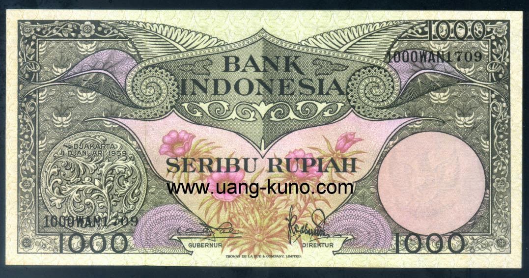 uang kuno: Variasi Baru 1000 Rupiah Seri Bunga 1959