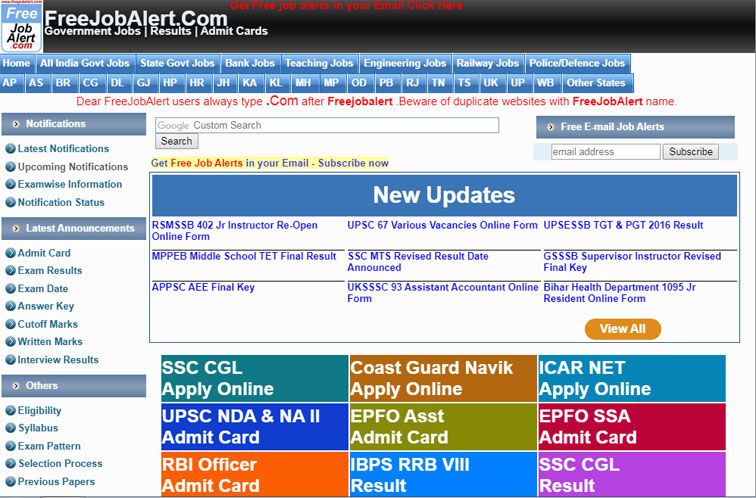 FreeJobAlert in Hindi 2023 Latest Jobs | सरकारी नौकरी | WebinHindi.com