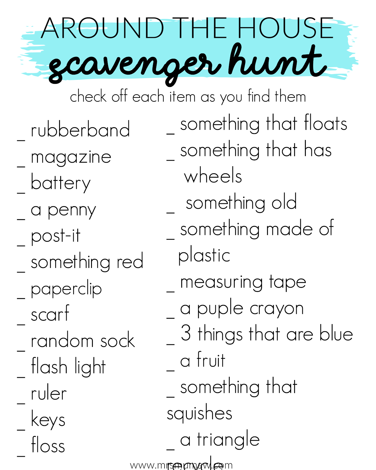 Scavenger Hunt Ideas - Scavenger Hunt at Home | The Every Things Mrs ...