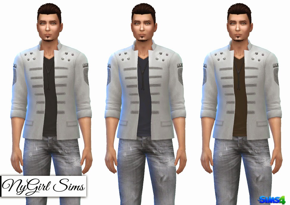 NyGirl Sims 4: Military Jacket with V-Neck Tee