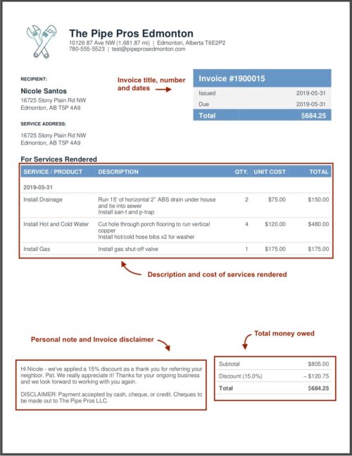 Free Plumbing Invoice Template - Invoice Template