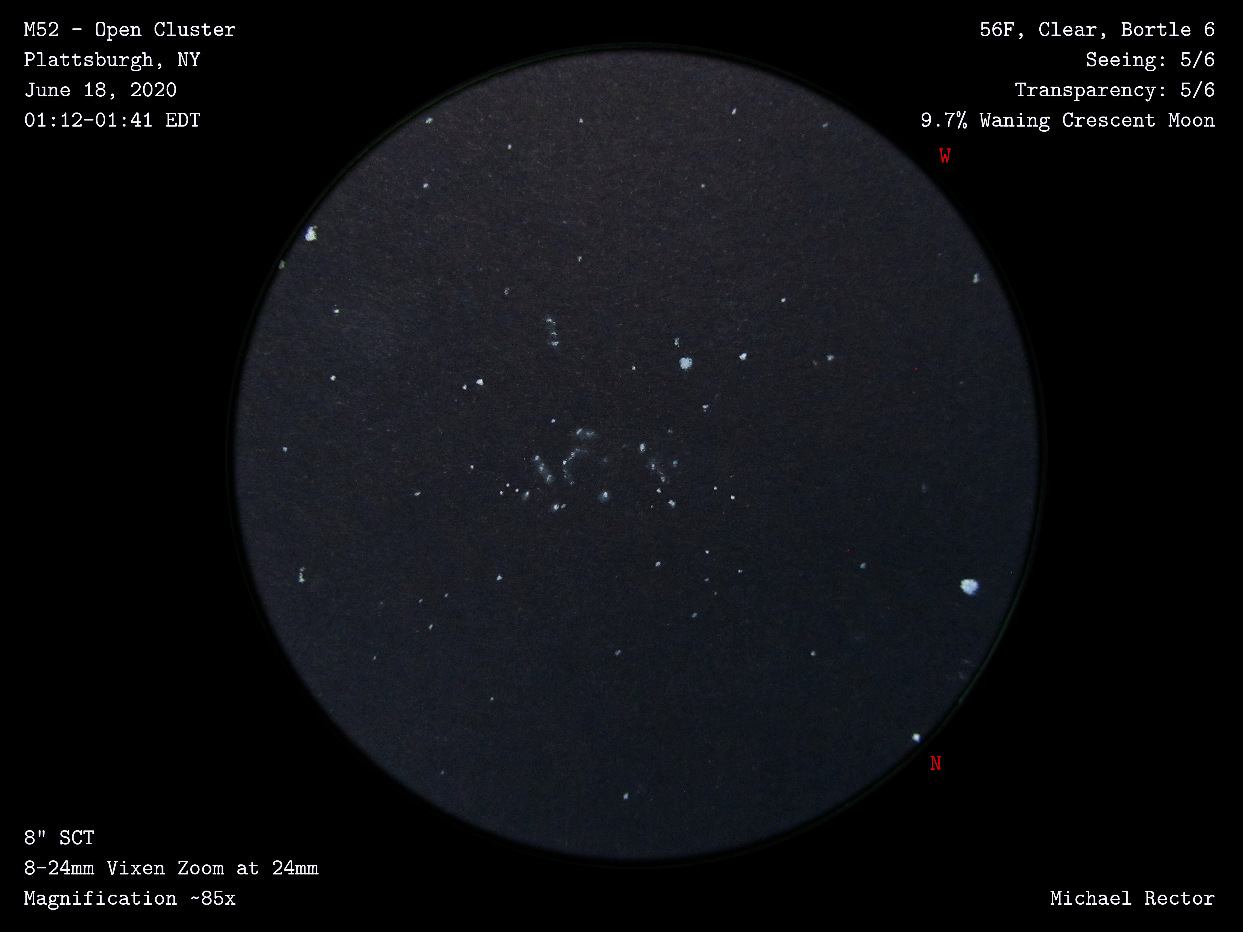 Sketching M52 Open Cluster at the Eyepiece