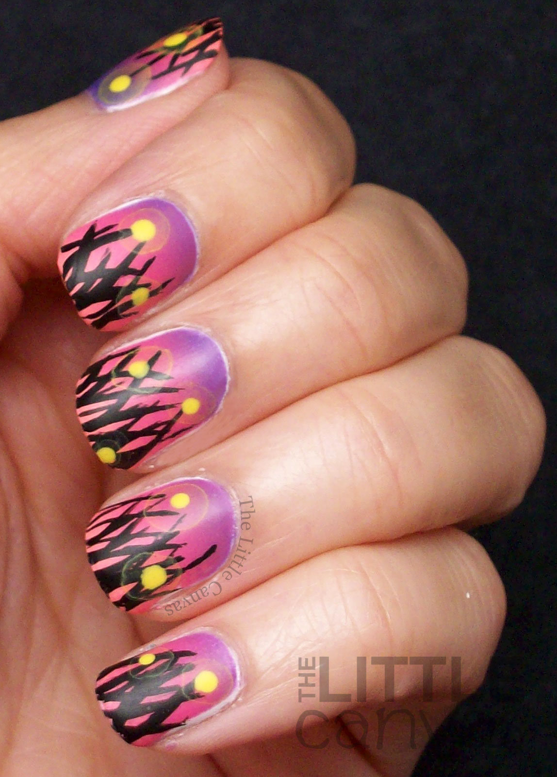 Lightening Bug Nail Art Inspired by Chalkboard Nails - The Little Canvas