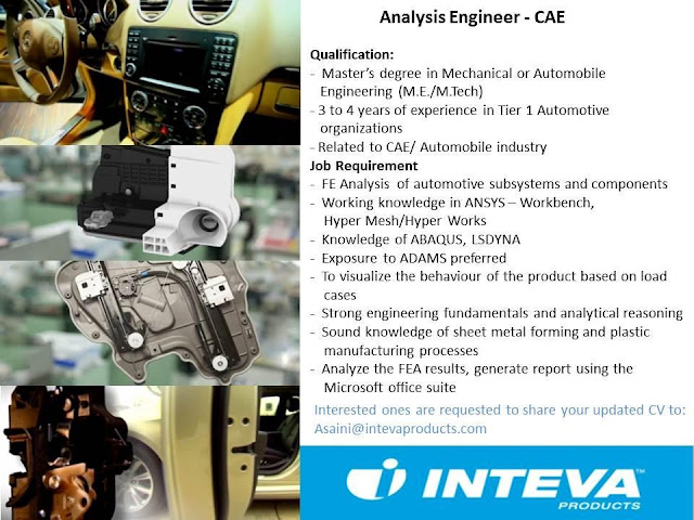 Inteva Products - Hiring Analysis Engineer - M.E / M.Tech in Mechanical ...