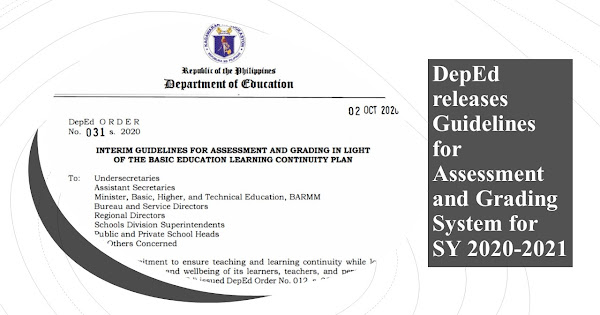 DepEd releases Guidelines for Assessment and Grading System for SY 2020 ...