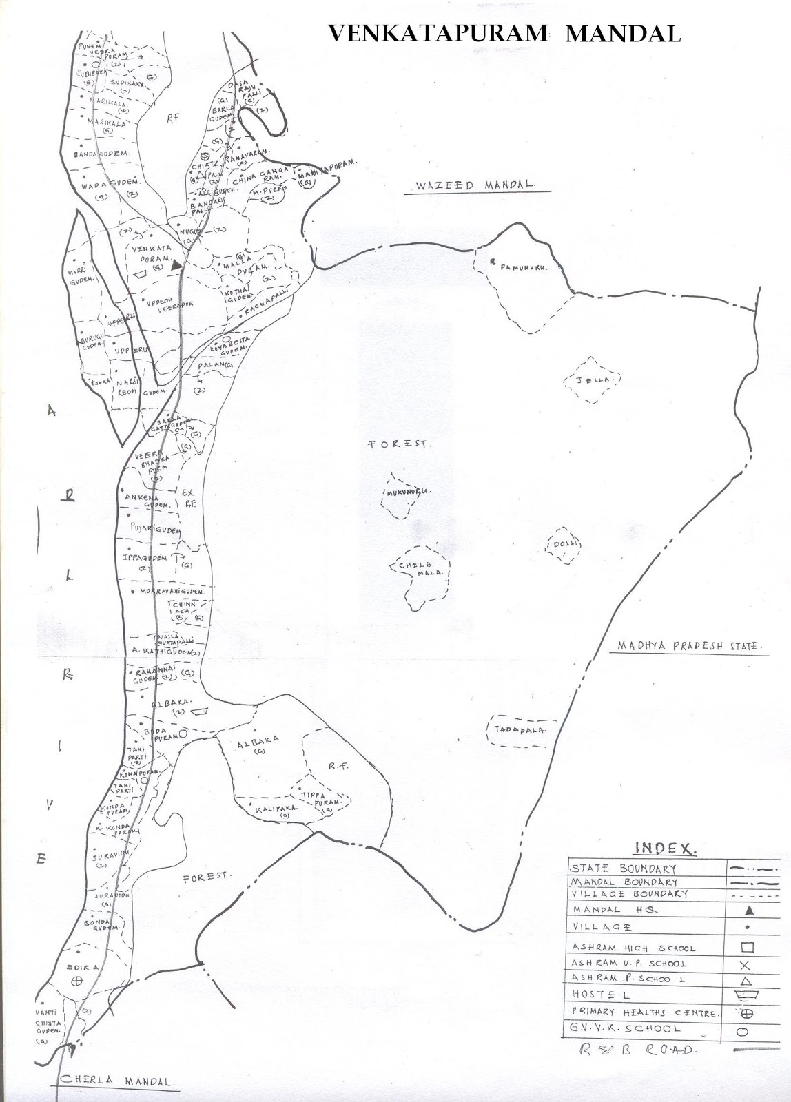 Sub-Collector's Office, Bhadrachalam: Venkatapuram Mandal Map