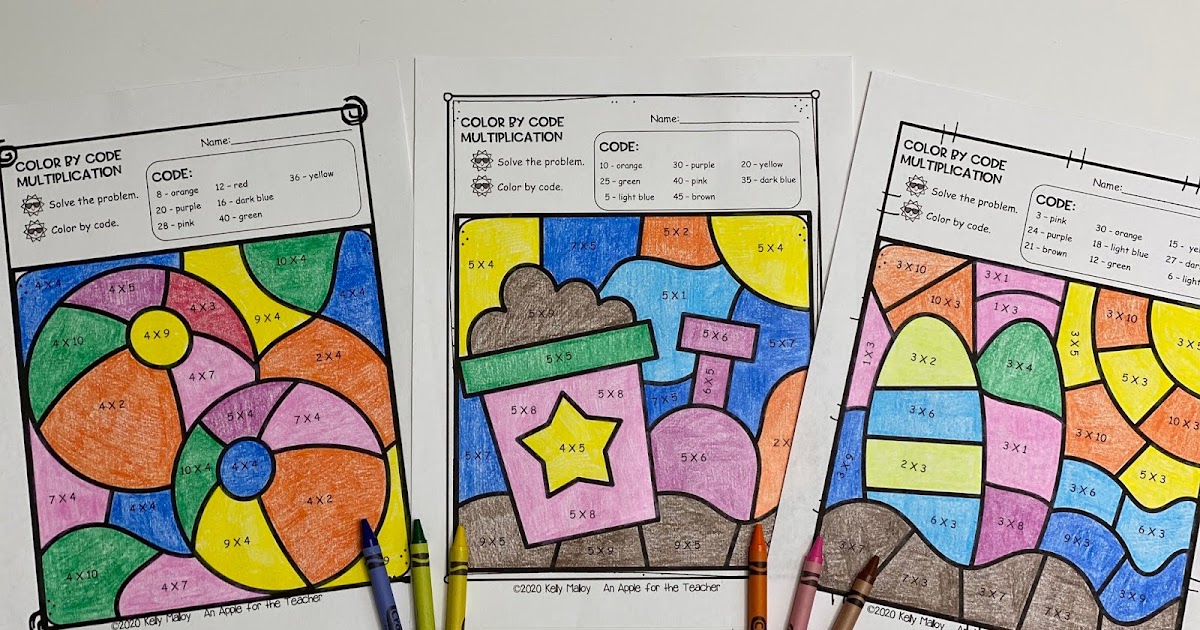 An Apple For The Teacher: Summer Color By Number