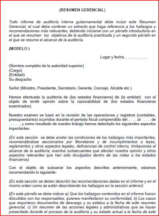 Aprendiendo Auditoria Gubernamental: Estructura del Informe de ... Aprendiendo Auditoria Gubernamental: Estructura del Informe de ...