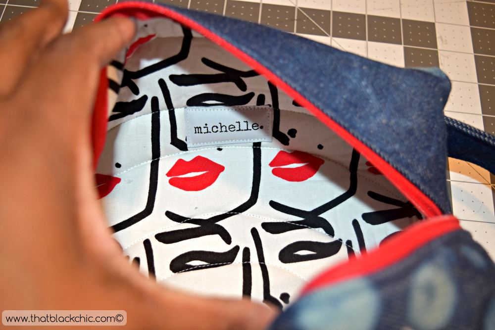 Another DIY Square Cosmetic Bag with Denim & Lips this time![ Tutorial ...