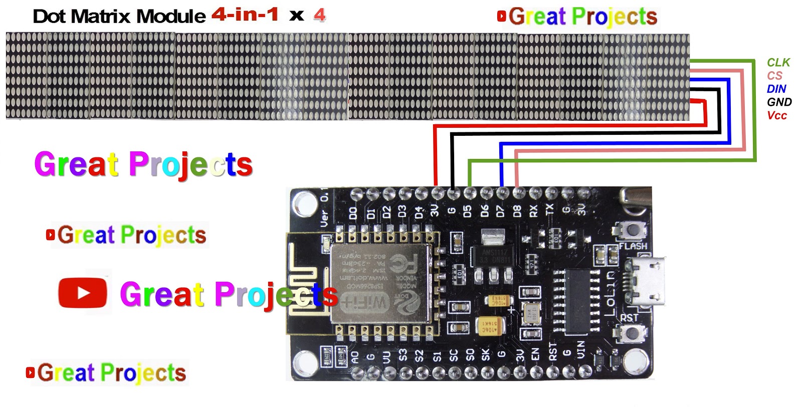 Great Projects Esp8266 Weather Station Clock Read Data From Thingspeak Cloud