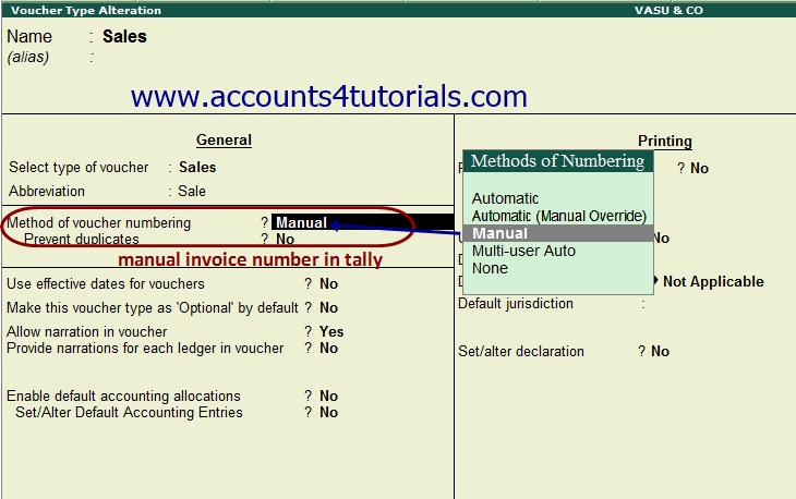 Manual invoice Number In Tally Accounting Tally Taxation Tutorials Manual invoice Number In Tally Accounting Tally Taxation Tutorials