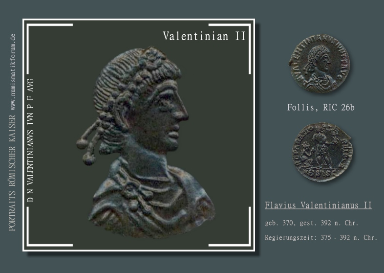 römische Kaiserportraits auf Münzen: Valentinian II