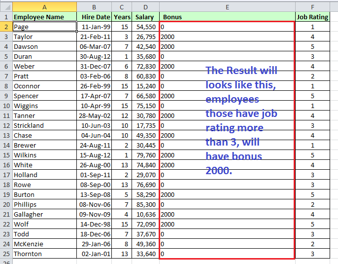 IF Function / Formula in MS Excel 2007, Excel IF Formula / Function ...
