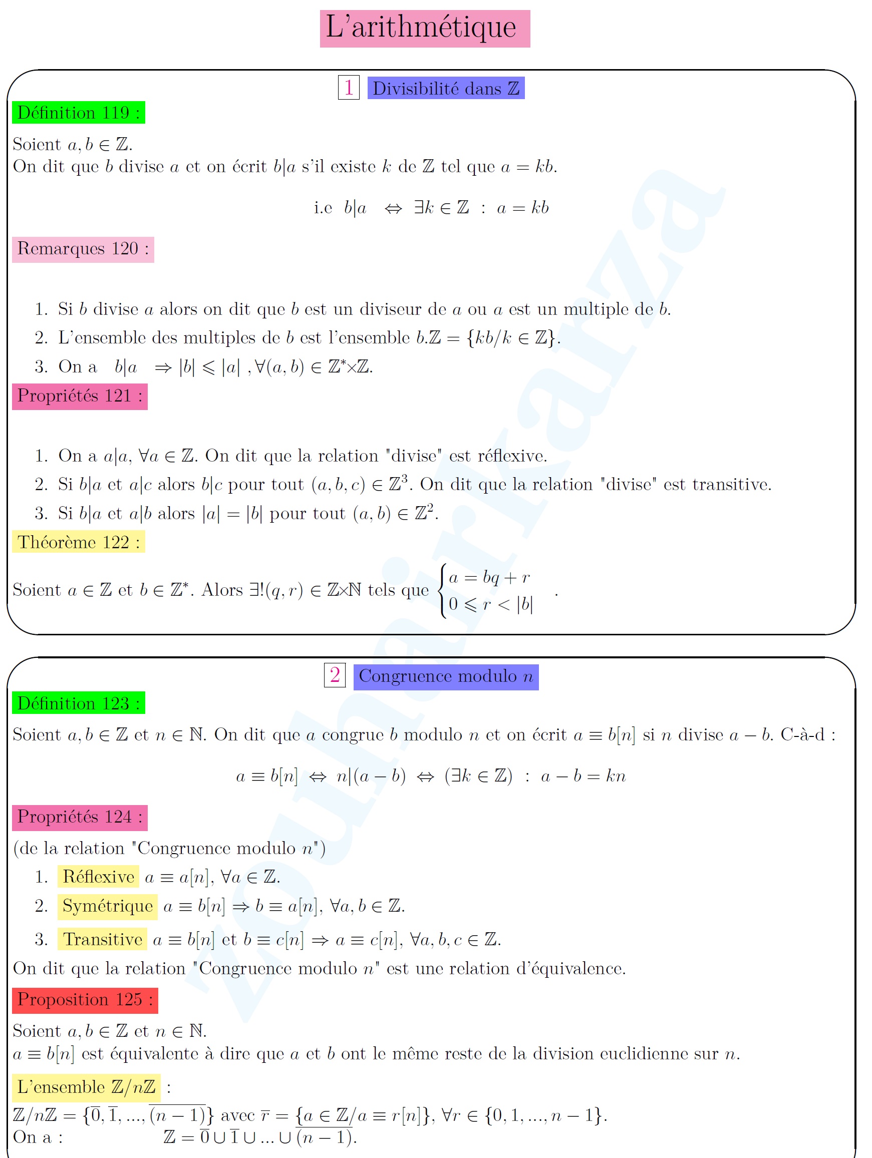 Mathématiques 2bac sciences maths