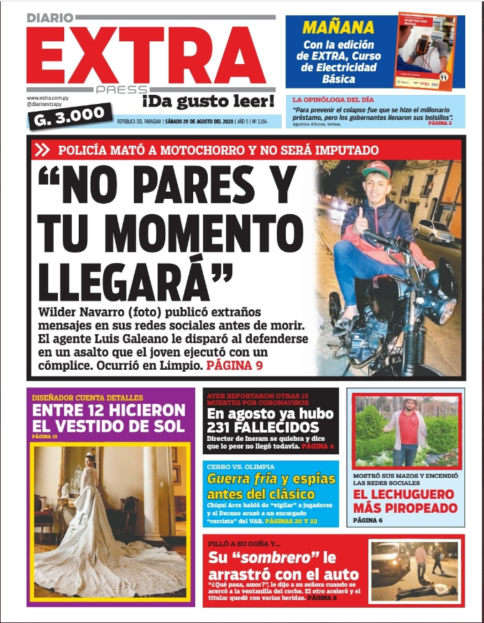 Tapa de Diarios PY 29/AGO/2020