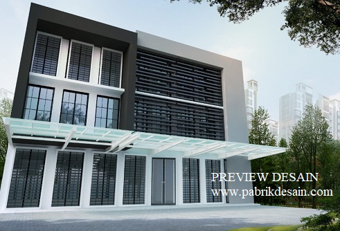 Design ruko perkantoran 3 lantai double louver - DESAIN RUKO