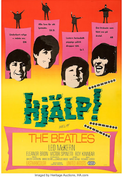 Vintage Beatles "Help!" movie poster, Sweden