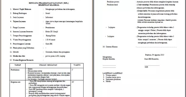 Contoh RPL (Rencana Pelaksanaan Layanan) BK SMP Kurikulum 2013 Semester ...