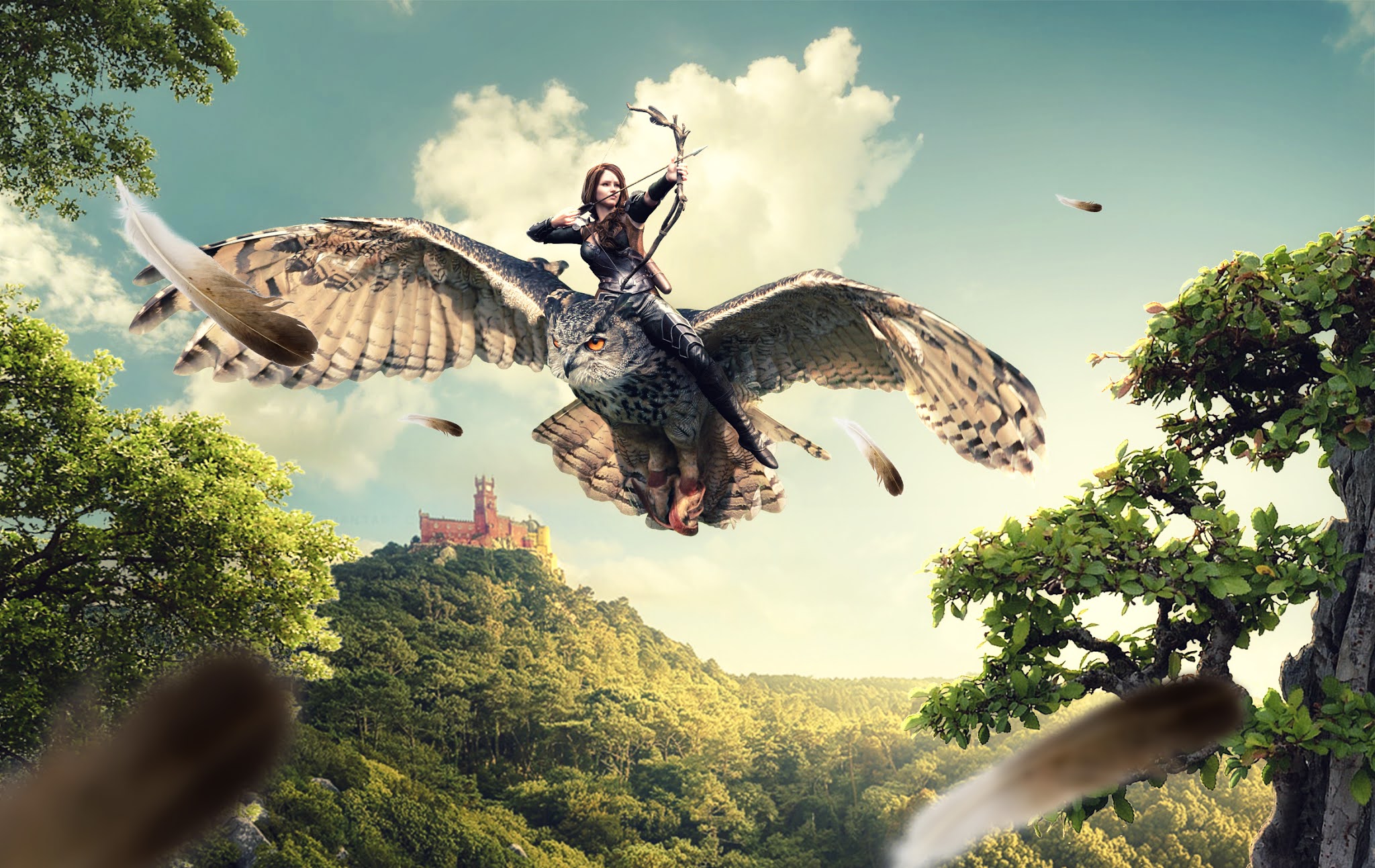 Visual art tutorials: Archer riding Owl - Photoshop manipulation