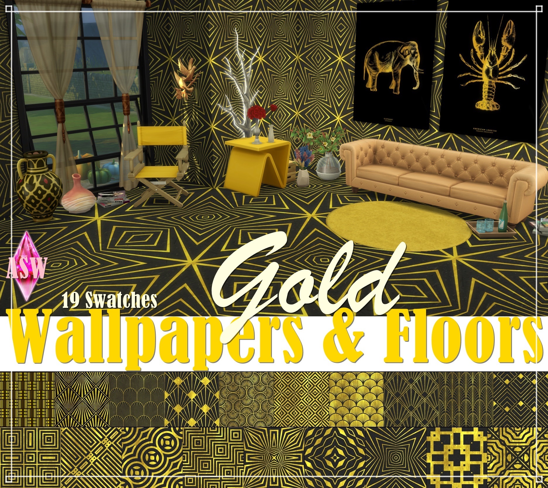 Annett's Sims 4 Welt: Wallpapers & Floors "Gold"