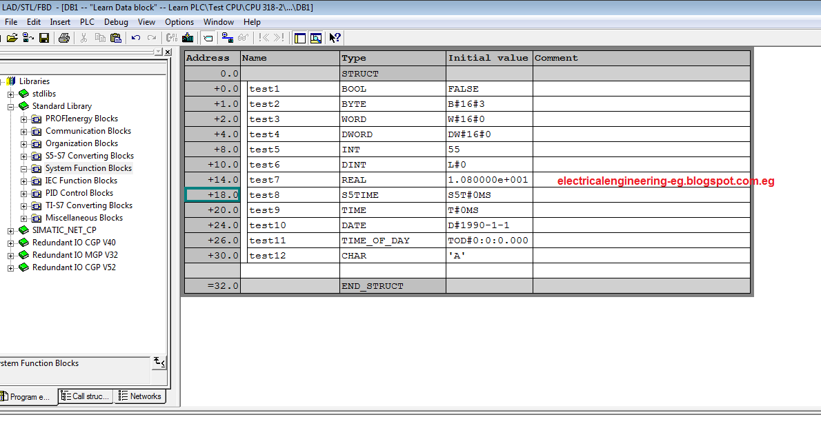 شرح Data Block فى Siemens PLC موقع الهندسة الكهربية