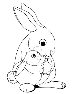 Kids Page: - Hugging Bunnies - Coloring Pages