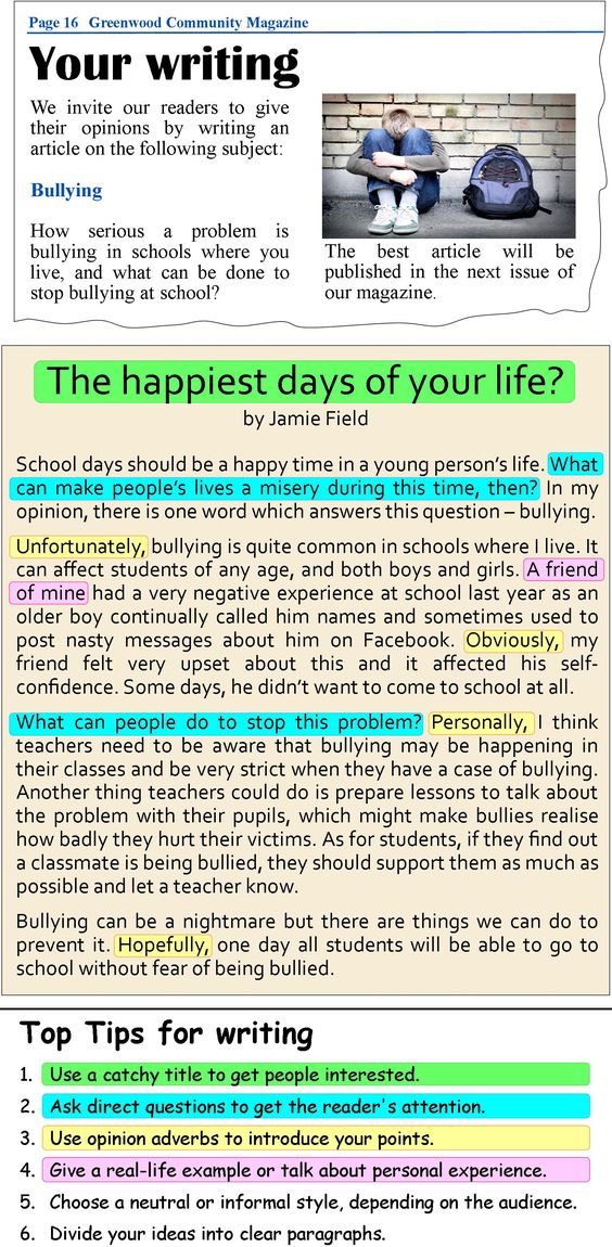 Click On WRITING TIPS AN OPINION ESSAY
