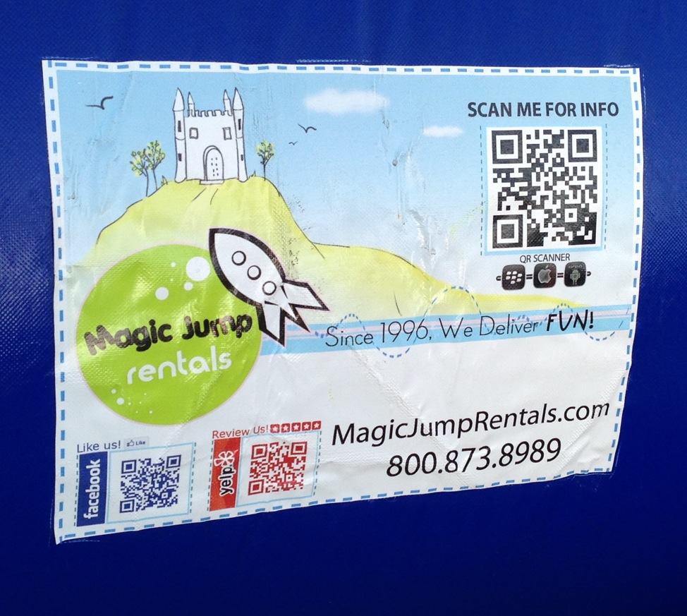 Magic Jump Rentals: Scan QR Code on Bounce Houses for More Information