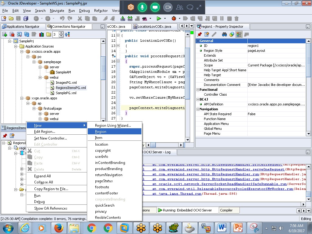 Oracle Application Framework Different Regions Layouts In Oaf