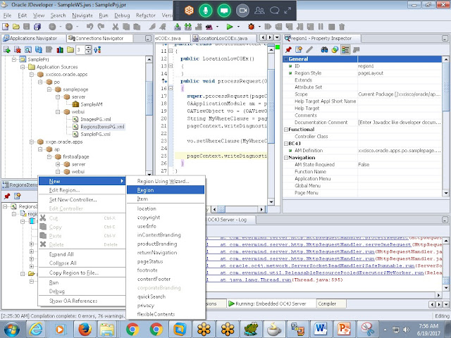 Oracle Application Framework: Different Regions / Layouts in OAF
