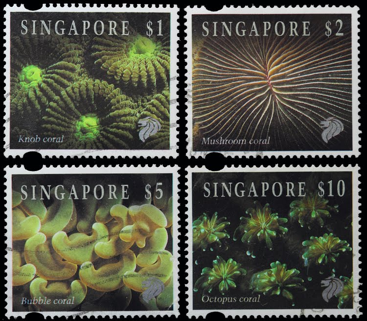 Ian's Collection: Singapore Coral Stamps - Fluorescent Mark
