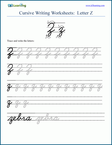 Letter Z In Cursive - Letter Format