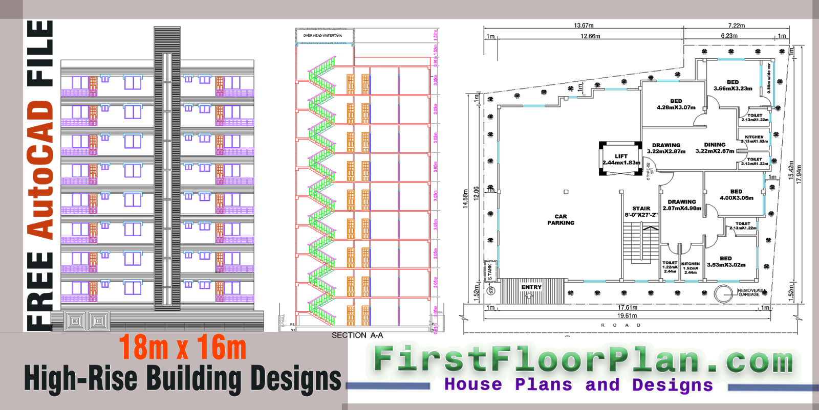 High Rise Building Designs and plans AutoCAD dwg File - First Floor ...
