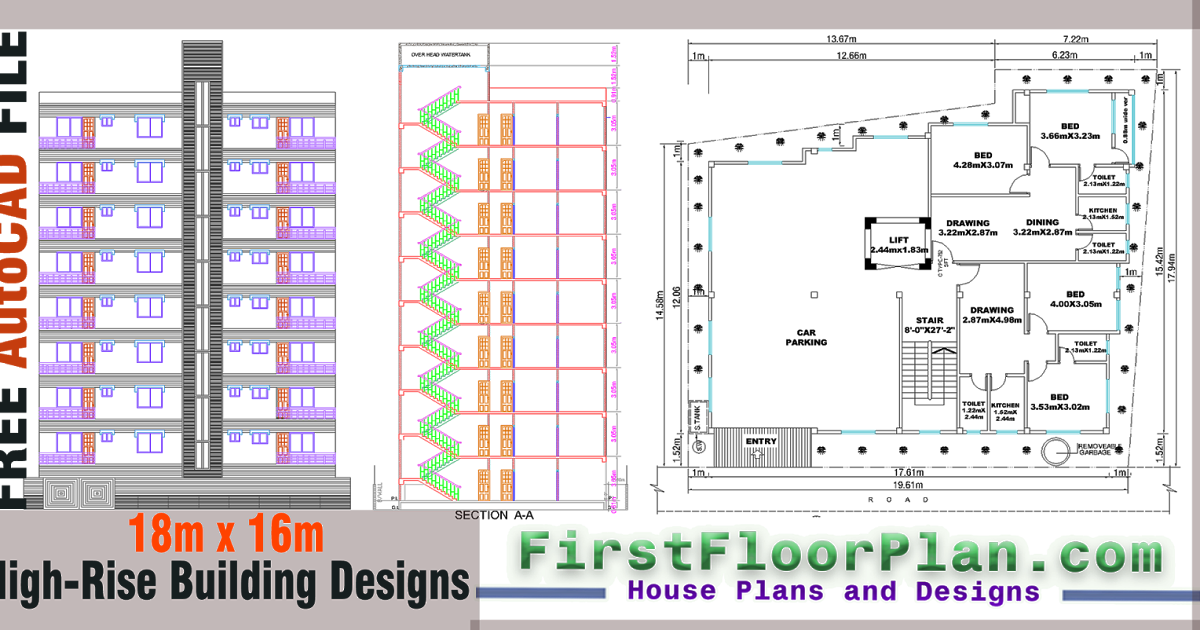 High Rise Building Designs and plans AutoCAD dwg File - RUANG-SIPIL