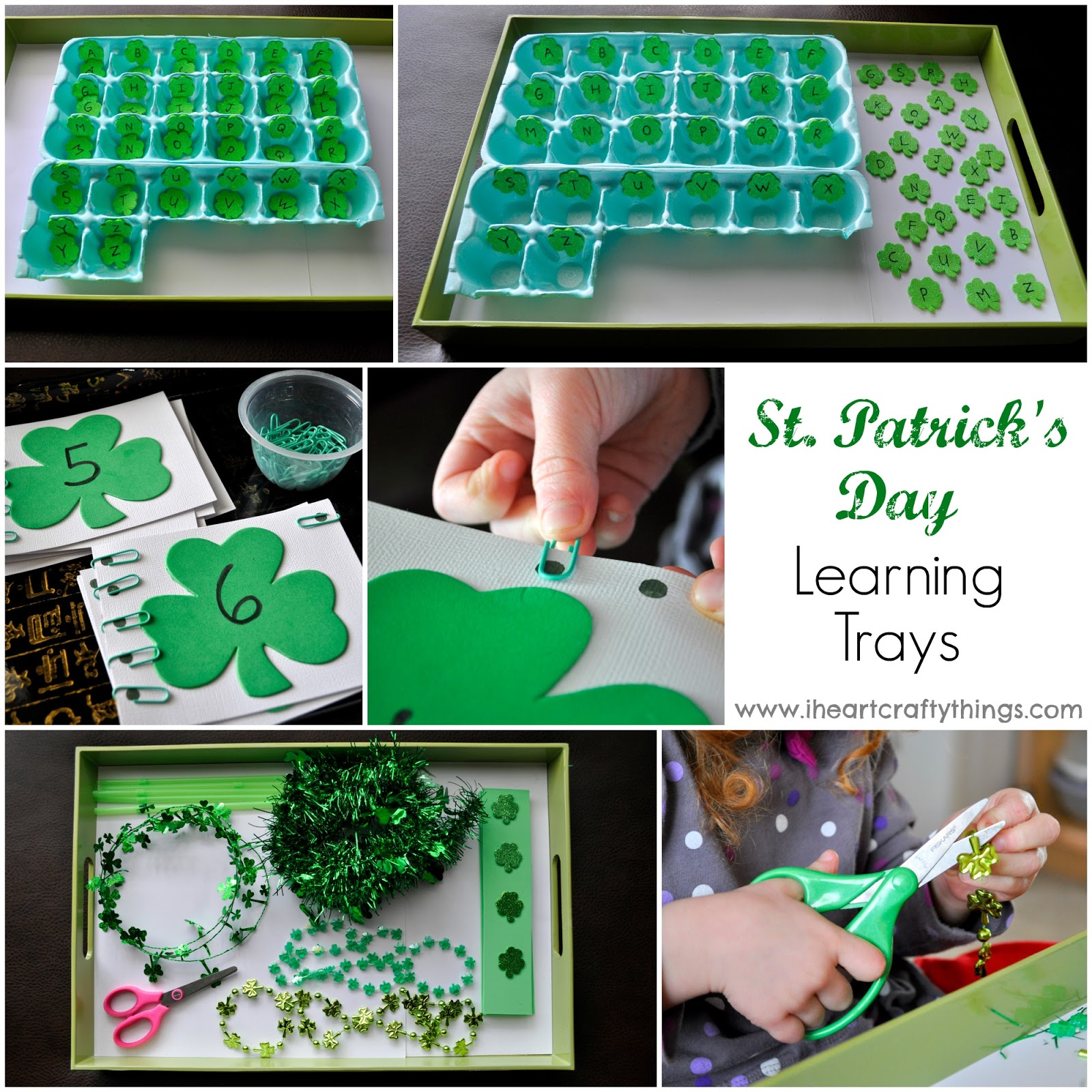 St. Patrick's Day Learning Trays - I Heart Crafty Things