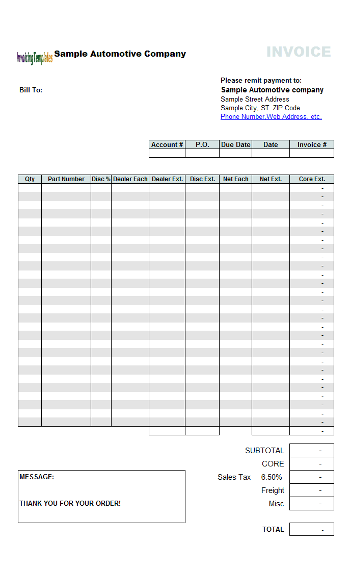 Parts And Labor Invoice Template - Invoice Template