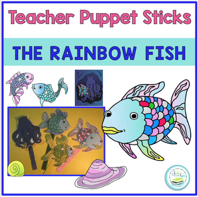THE RAINBOW FISH TEACHER PUPPET STICKS ~ Book Units by Lynn