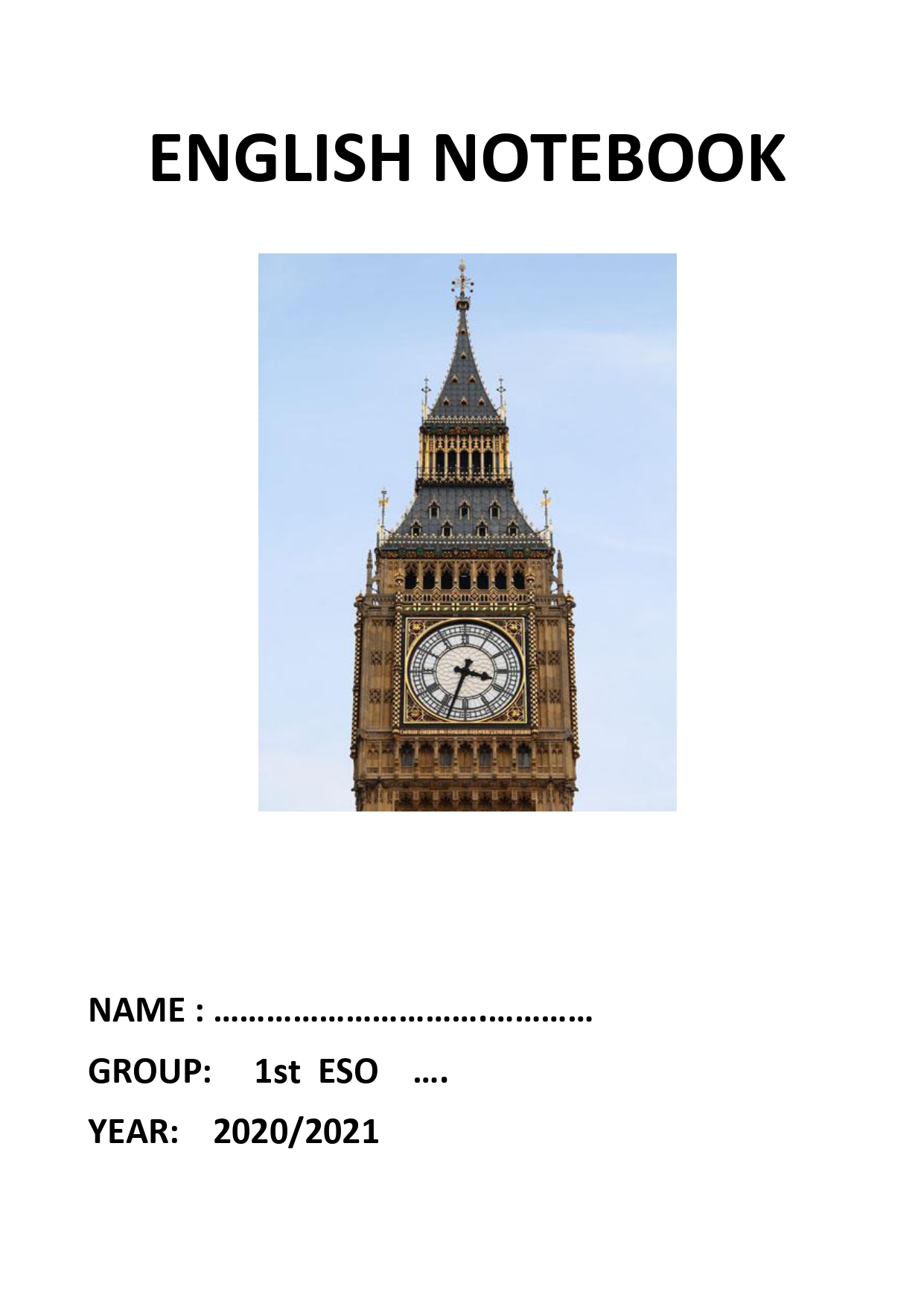 ENGLISH LOPE DE VEGA: PREPARING NOTEBOOK