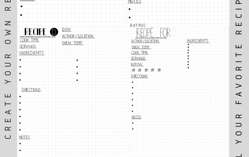 5 Layouts for a Bullet Journal Recipe Book