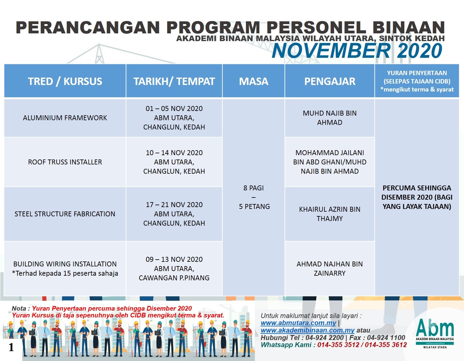PROGRAM PRIHATIN PERSONEL BINAAN CIDB NOVEMBER 2020 ~ Akademi Binaan ...