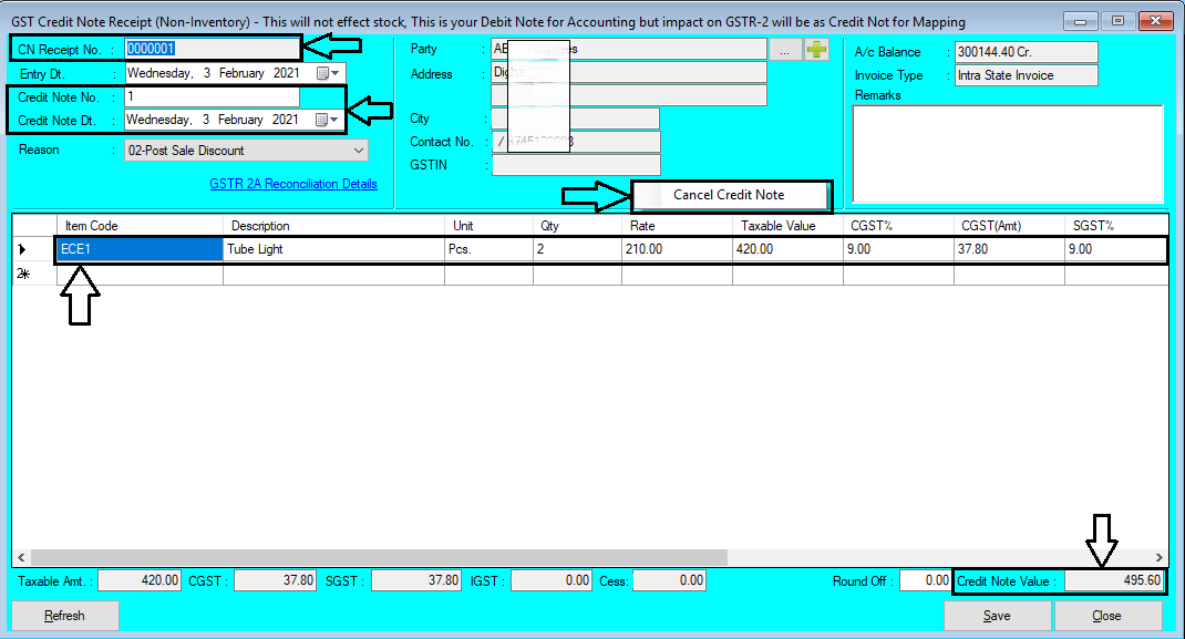 GST Credit Note Receipt Help Guide