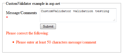 How to use CustomValidator validation control with example in asp.net ...