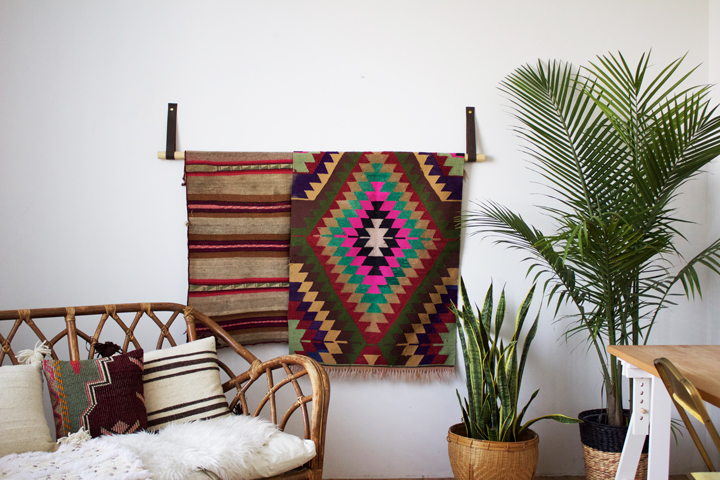 FOXTAIL + MOSS: DIY Leather + Dowel Textile Display with Centered by Design