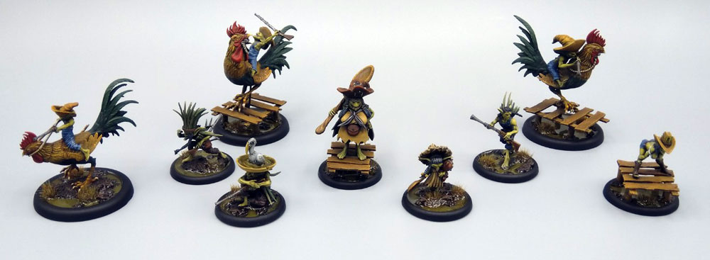 Malifaux Bayou Gremlins with Sketch Style: Mah Tucket and Rooster Riders