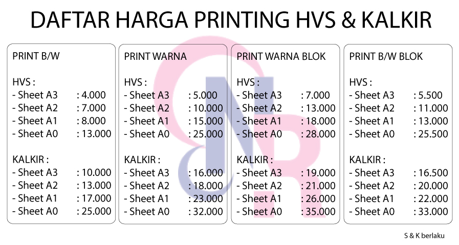Narendra Printing: Daftar Harga Print HVS 2021 Warna dan Hitam Putih