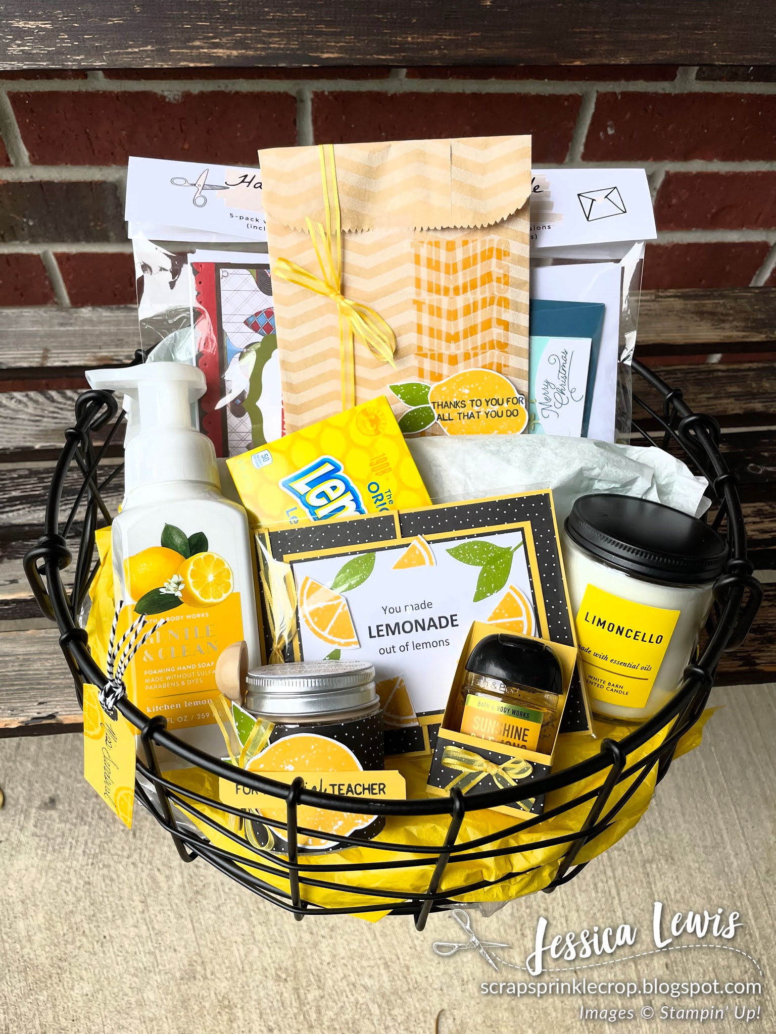 scrap sprinkle crop: A Lemon Zest themed Teacher Gift Basket
