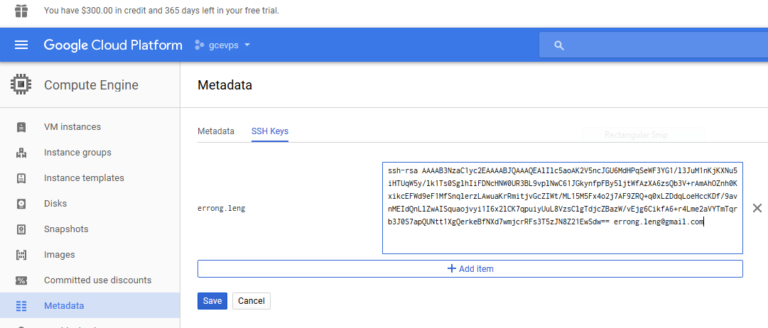 Use SSH Client to connect your Google Compute Engine