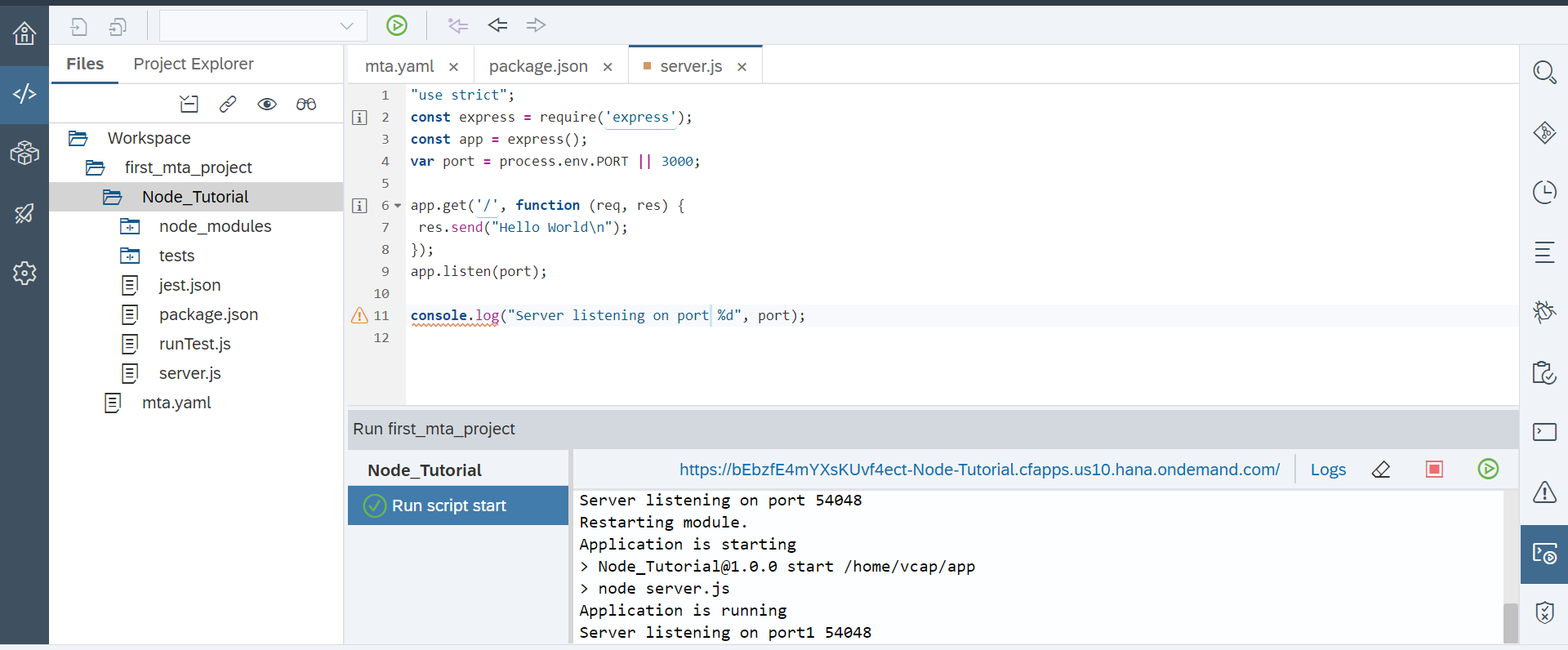 SAP TUTORIALS: 10 Seconds to create and deploy sample Node.js ...