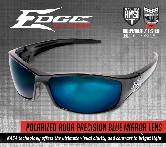 Edge Eyewear: Polarized Aqua Precision Blue Mirror Lens