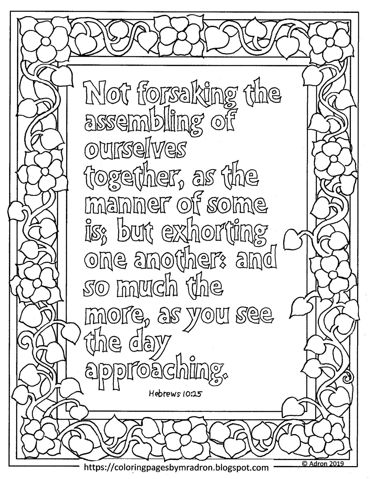 Coloring Pages for Kids by Mr. Adron: Free Printable Hebrews 10:25 ...